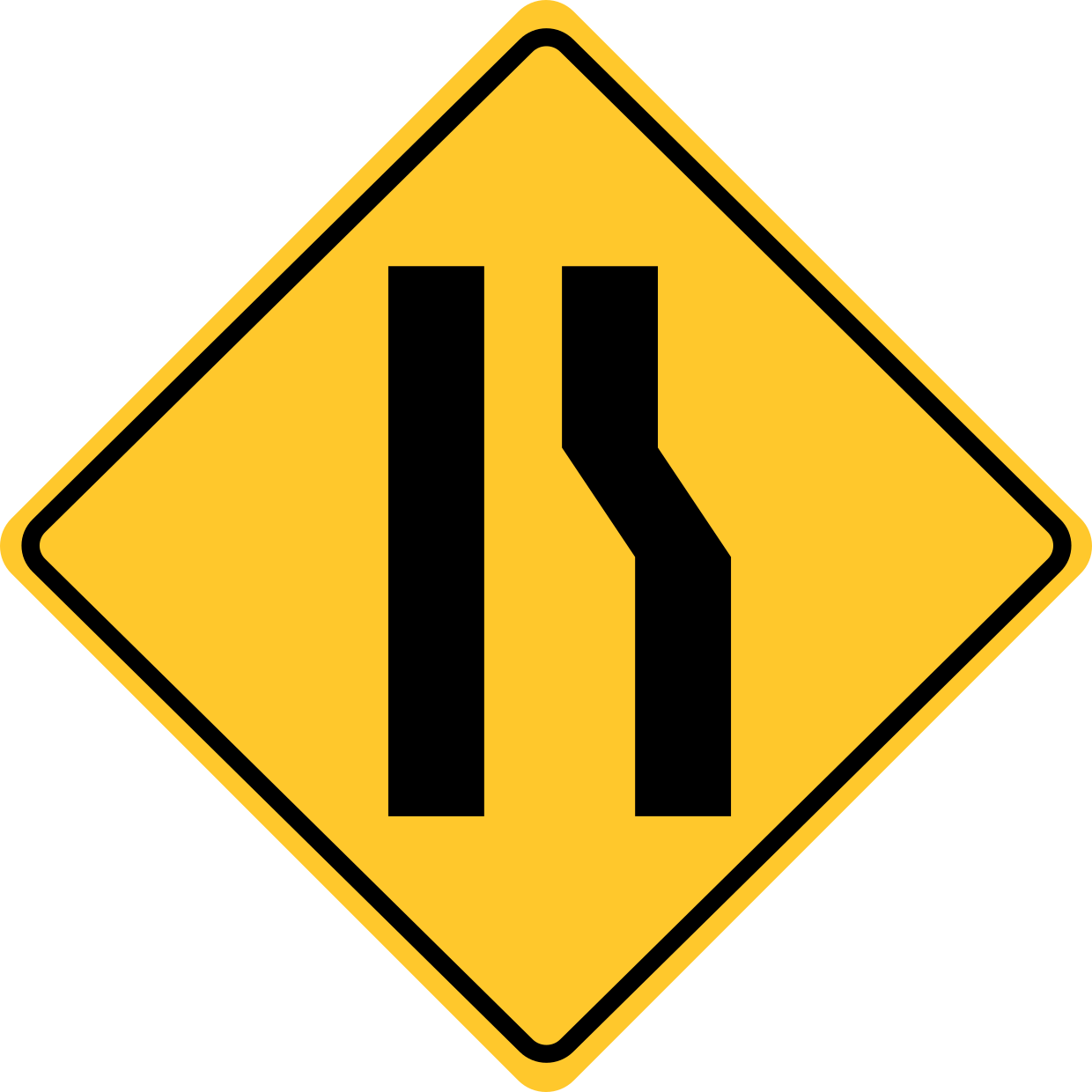 Right Lane Ends Merge Left Symbol Traffic Sign Template | Square Signs Right Lane Ends Merge Left Symbol Traffic Sign Template | Square Signs